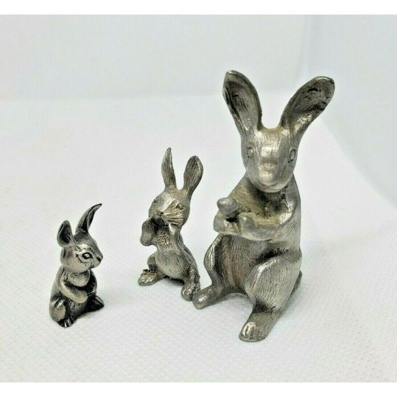 Pewter | Other | Vintage Lot Of 3 Bunny Rabbit Pewter Mini Collectible ...